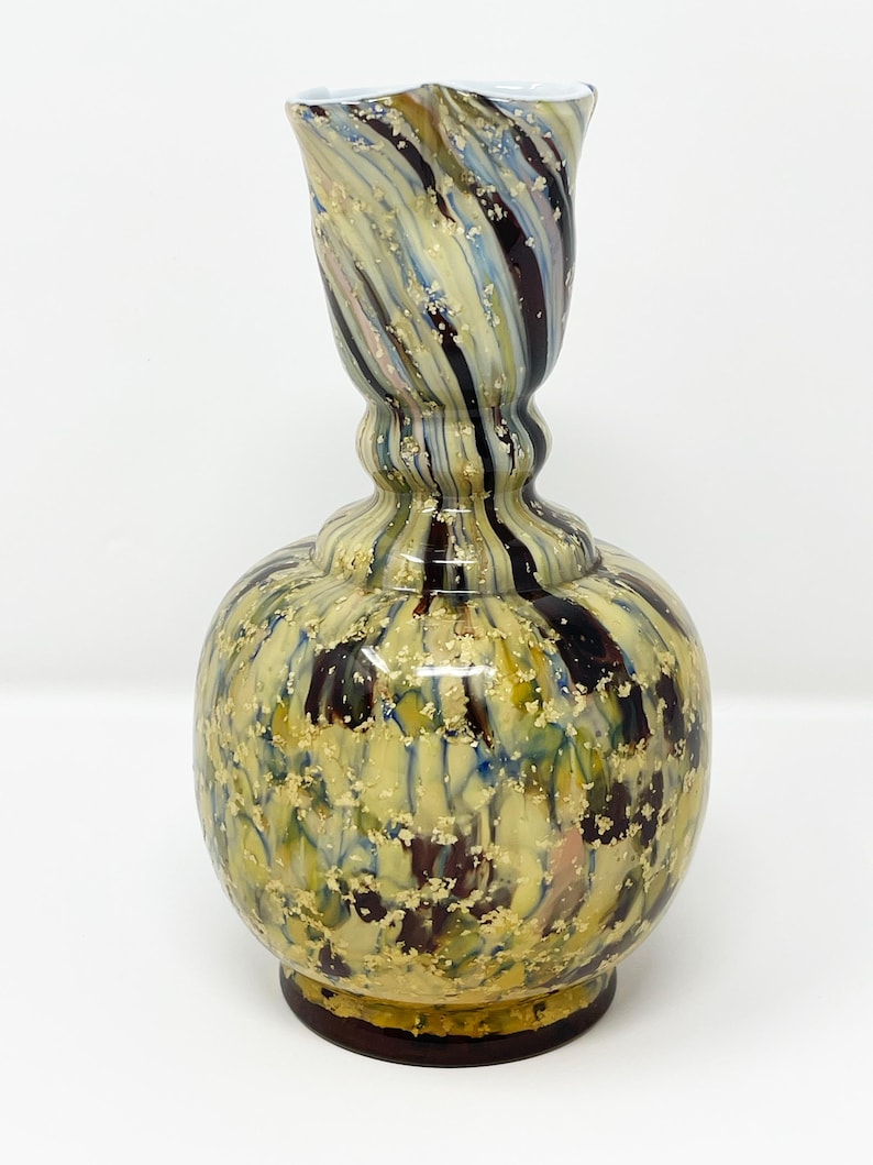 Murrhina Glass Art Vase Vasa With Gold Mica Flakes Circa 1900, Yellow ...