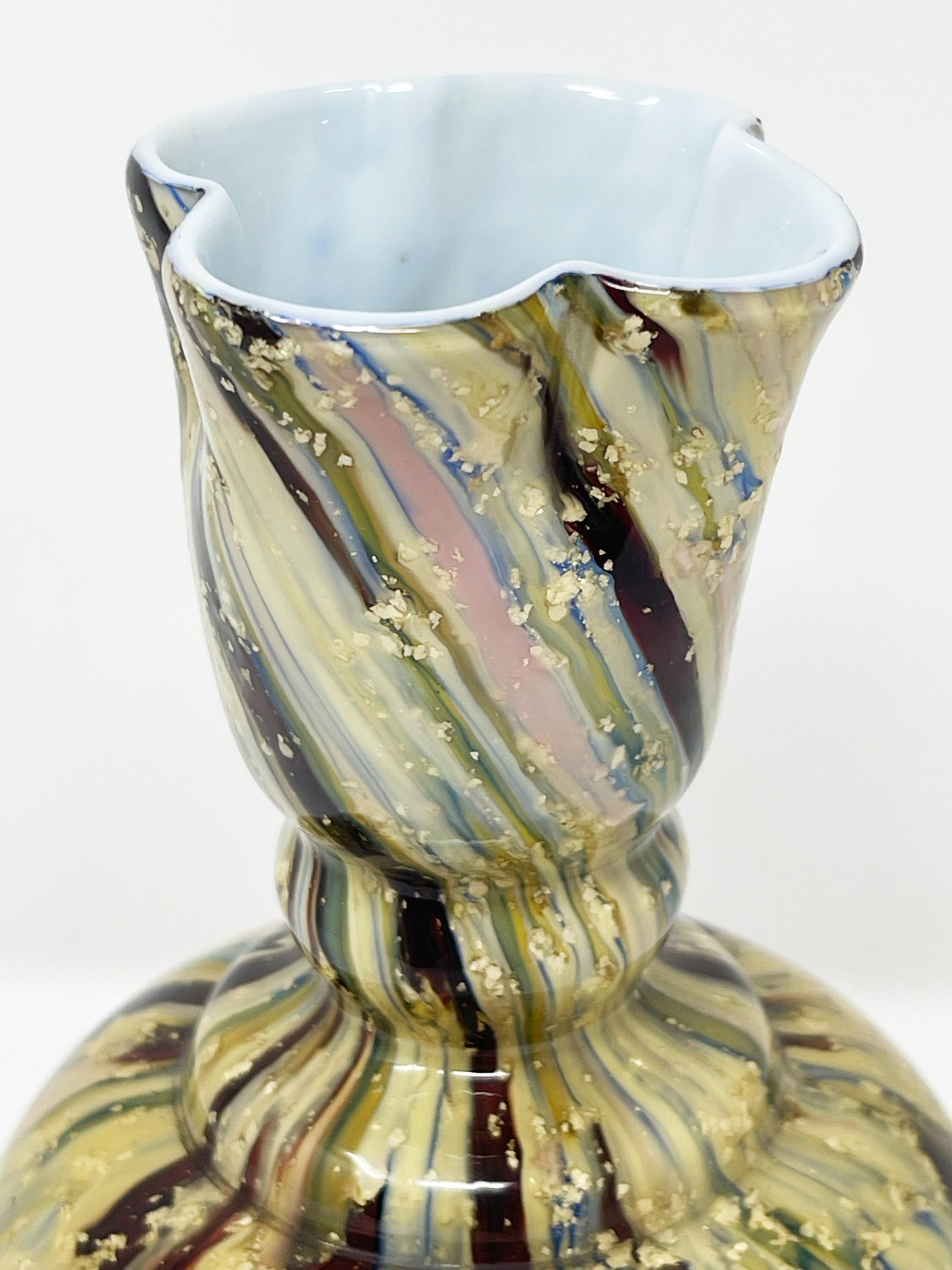 Murrhina Glass Art Vase Vasa With Gold Mica Flakes Circa 1900, Yellow ...