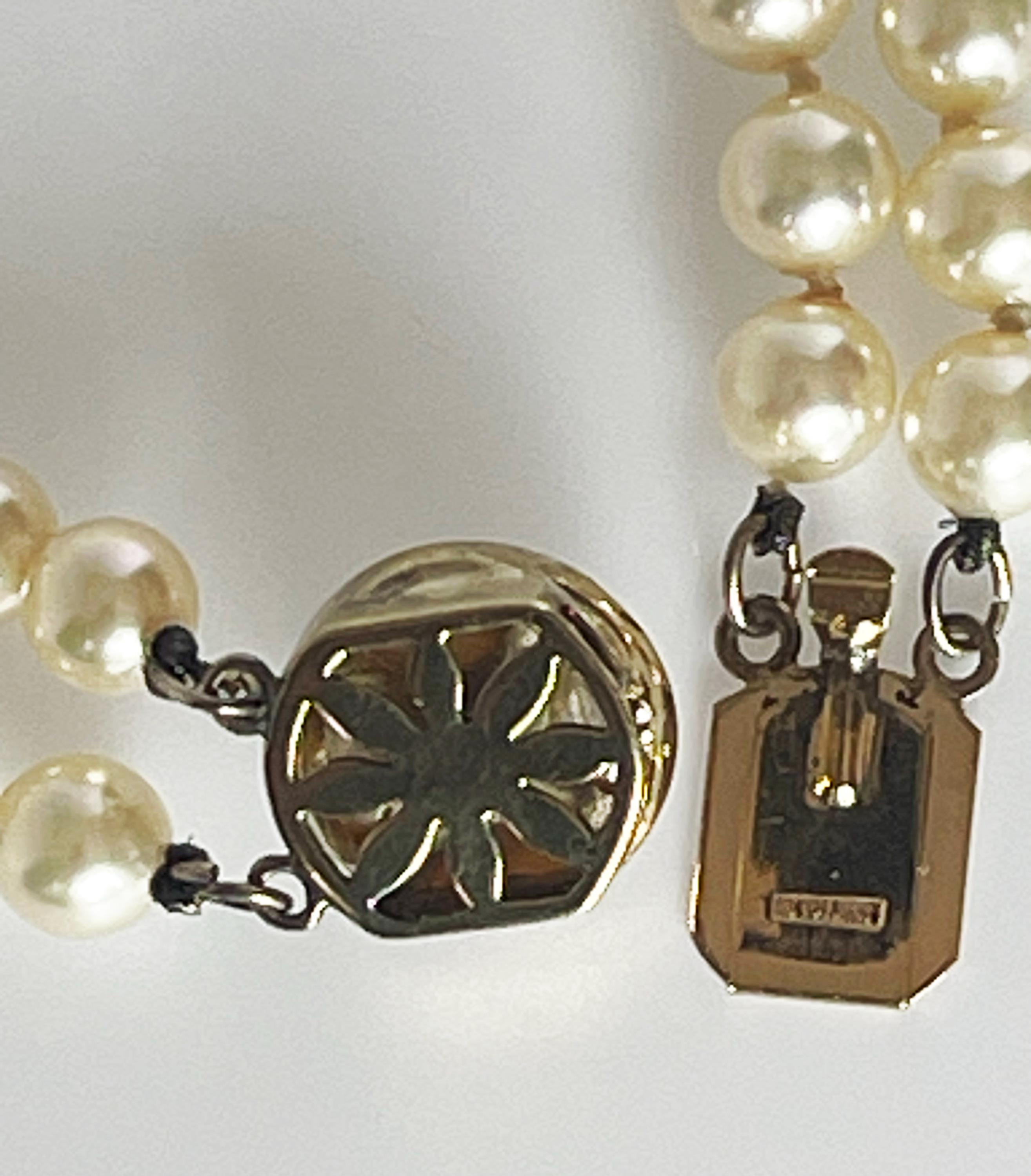 Vintage Majorica Pearl Necklace: 925 Gold Silver Clasp, 24" Cream Pearl ...