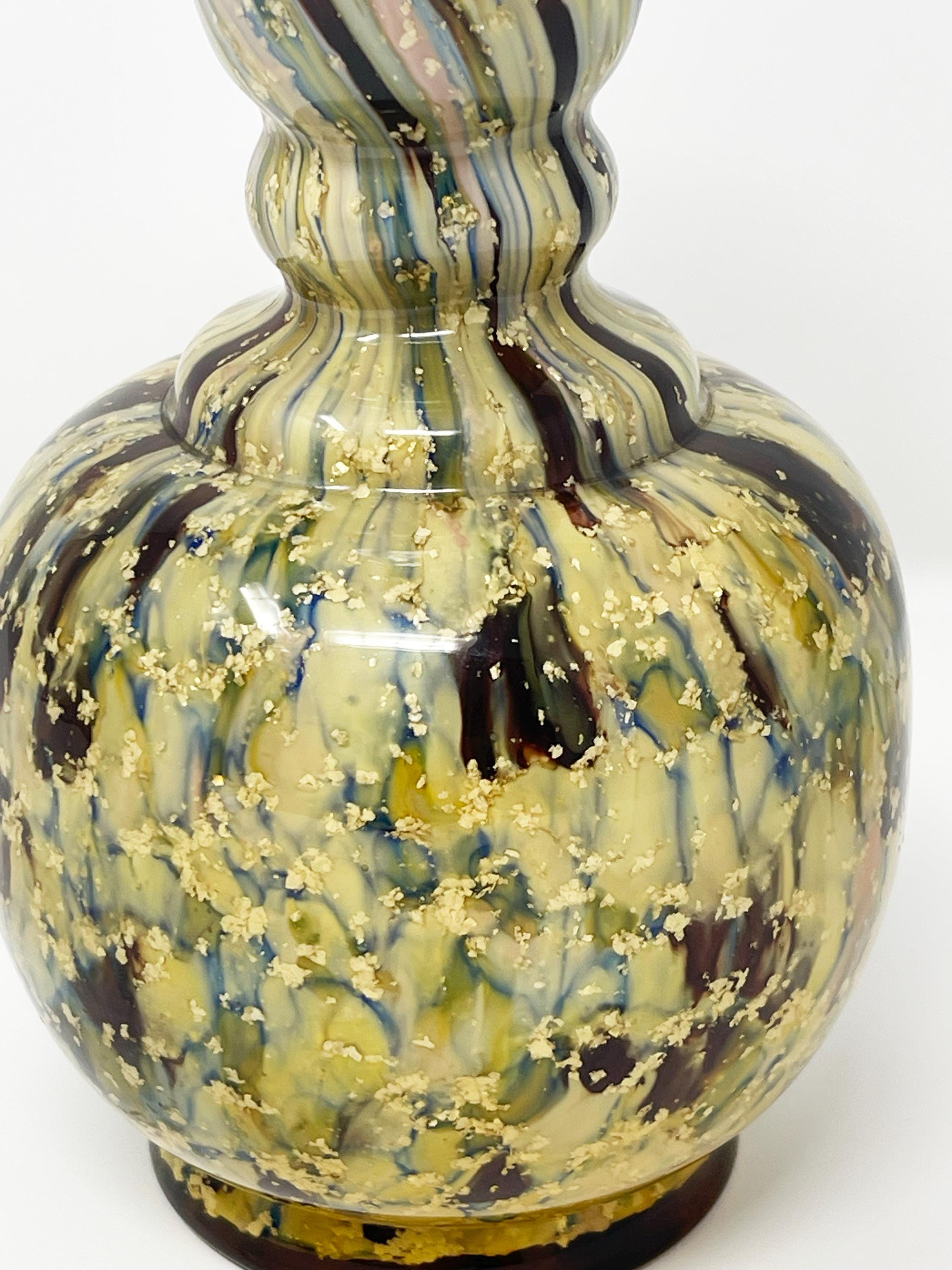 Murrhina Glass Art Vase Vasa With Gold Mica Flakes Circa 1900, Yellow ...
