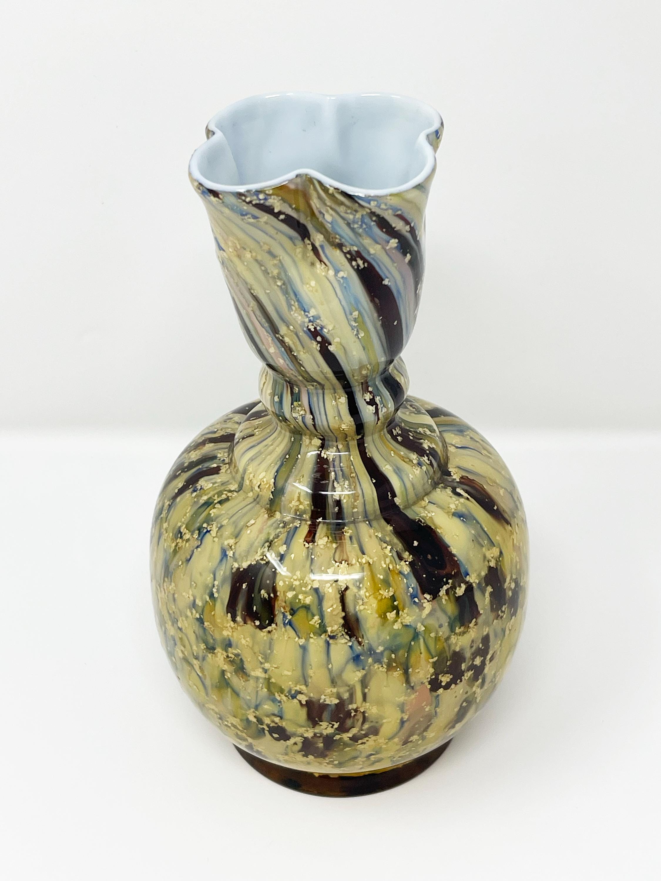 Murrhina Glass Art Vase Vasa With Gold Mica Flakes Circa 1900, Yellow ...