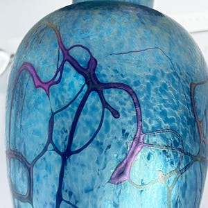 Signed Robert Held Art Glass Vase Blue Purple Iridescent 7" Collectible ...