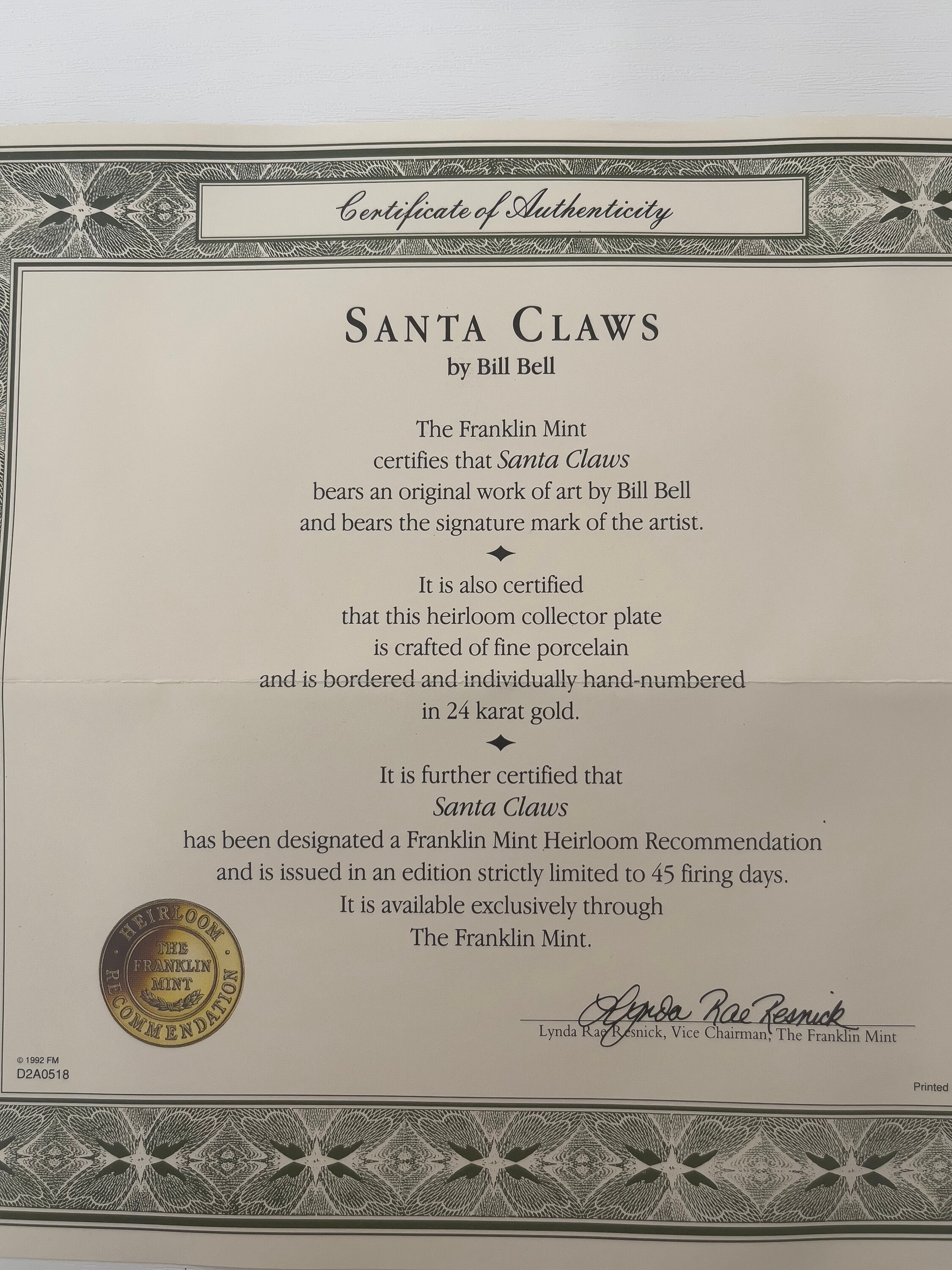 Franklin Mint santa Claws Collector Plate by Bill Bell Vintage Cat ...