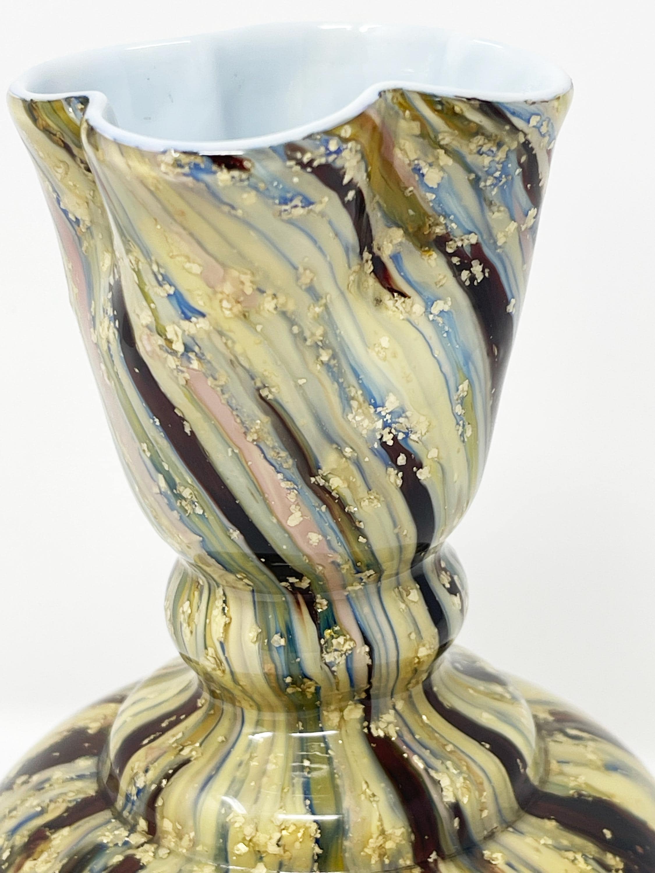 Murrhina Glass Art Vase Vasa With Gold Mica Flakes Circa 1900, Yellow ...