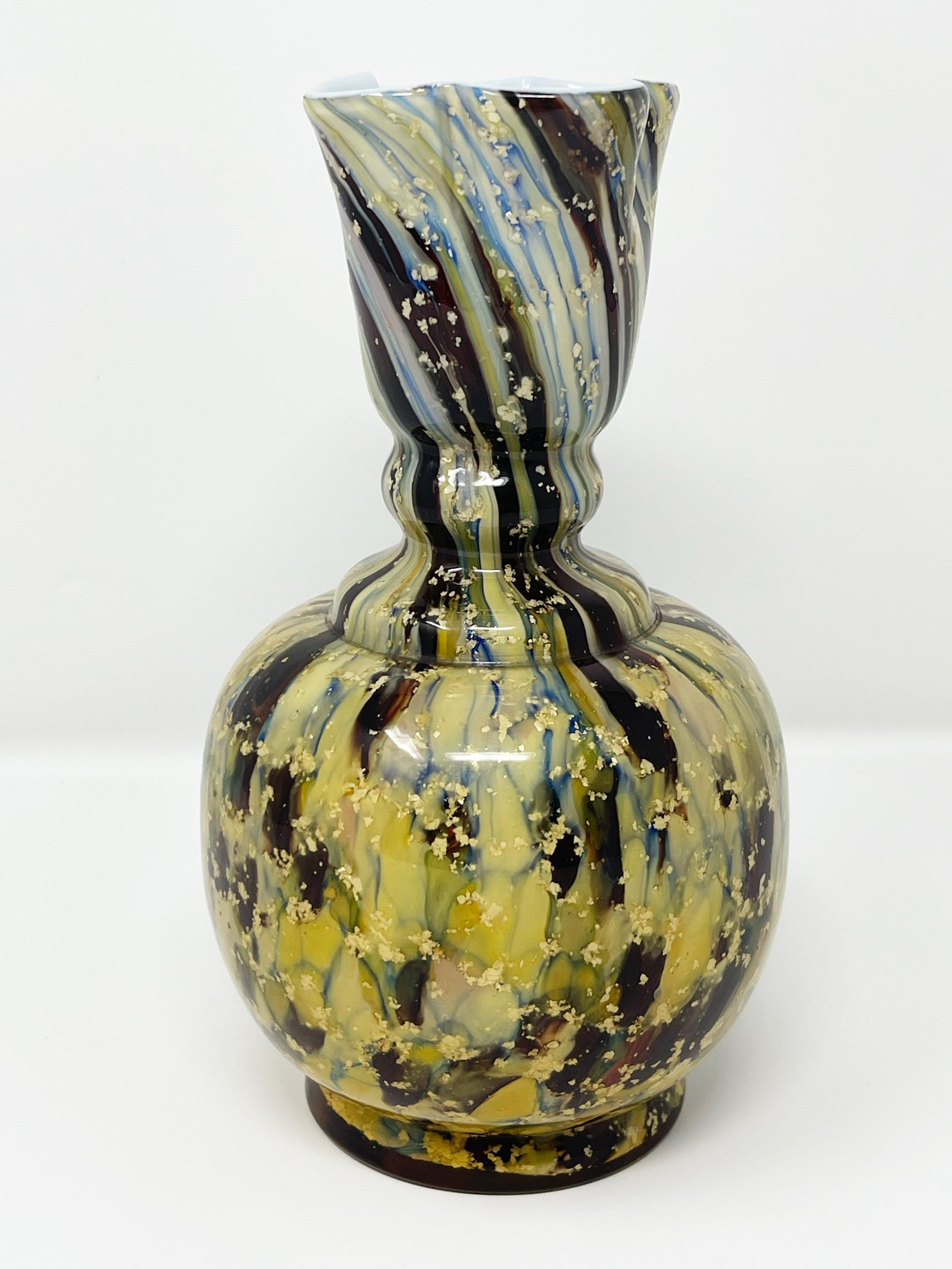 Murrhina Glass Art Vase Vasa With Gold Mica Flakes Circa 1900, Yellow ...
