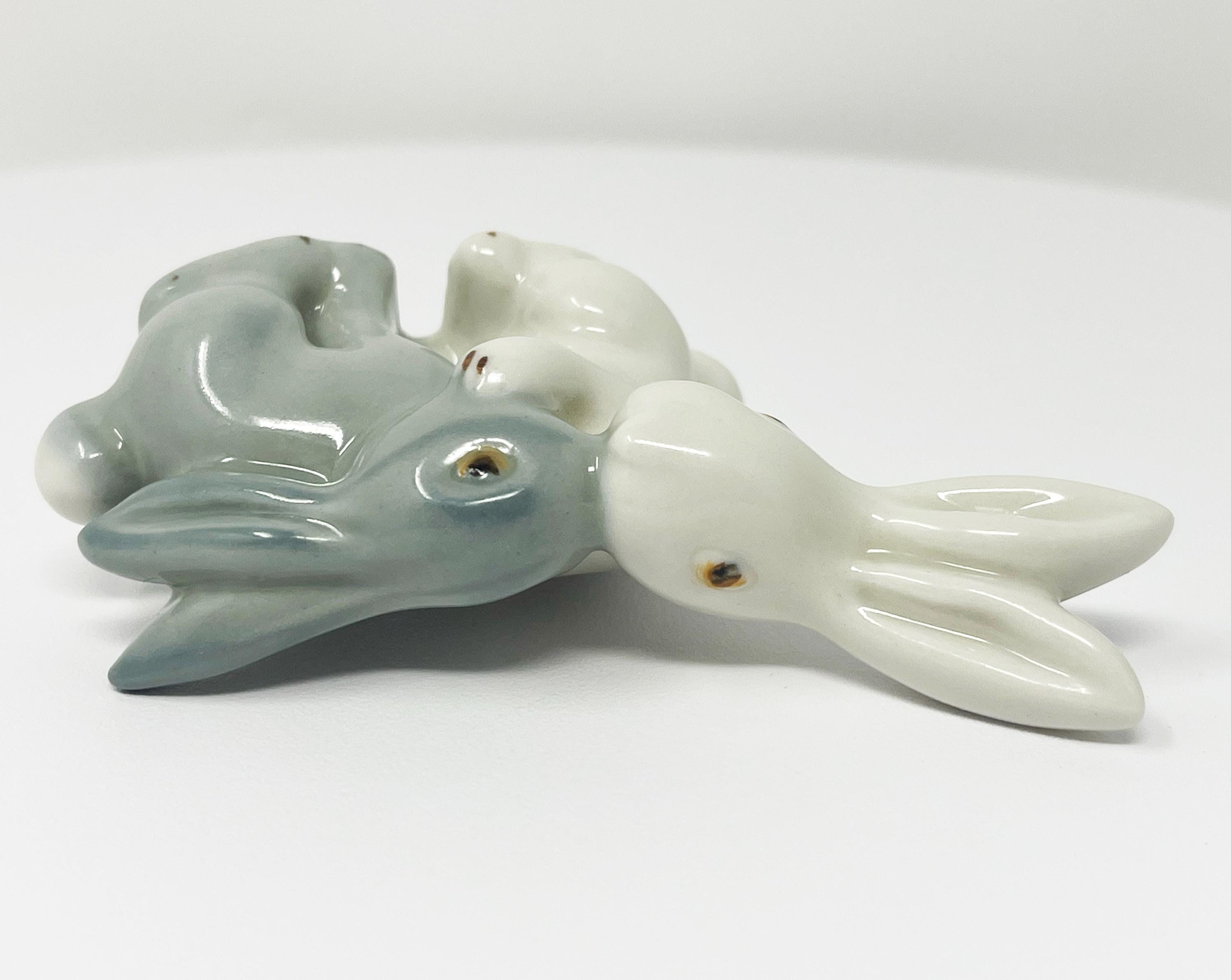 Vintage Wade England Figurine Kissing Bunnies 1940s Signed Rare ...