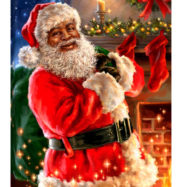 Black Santa Canvas Wall Art - Etsy