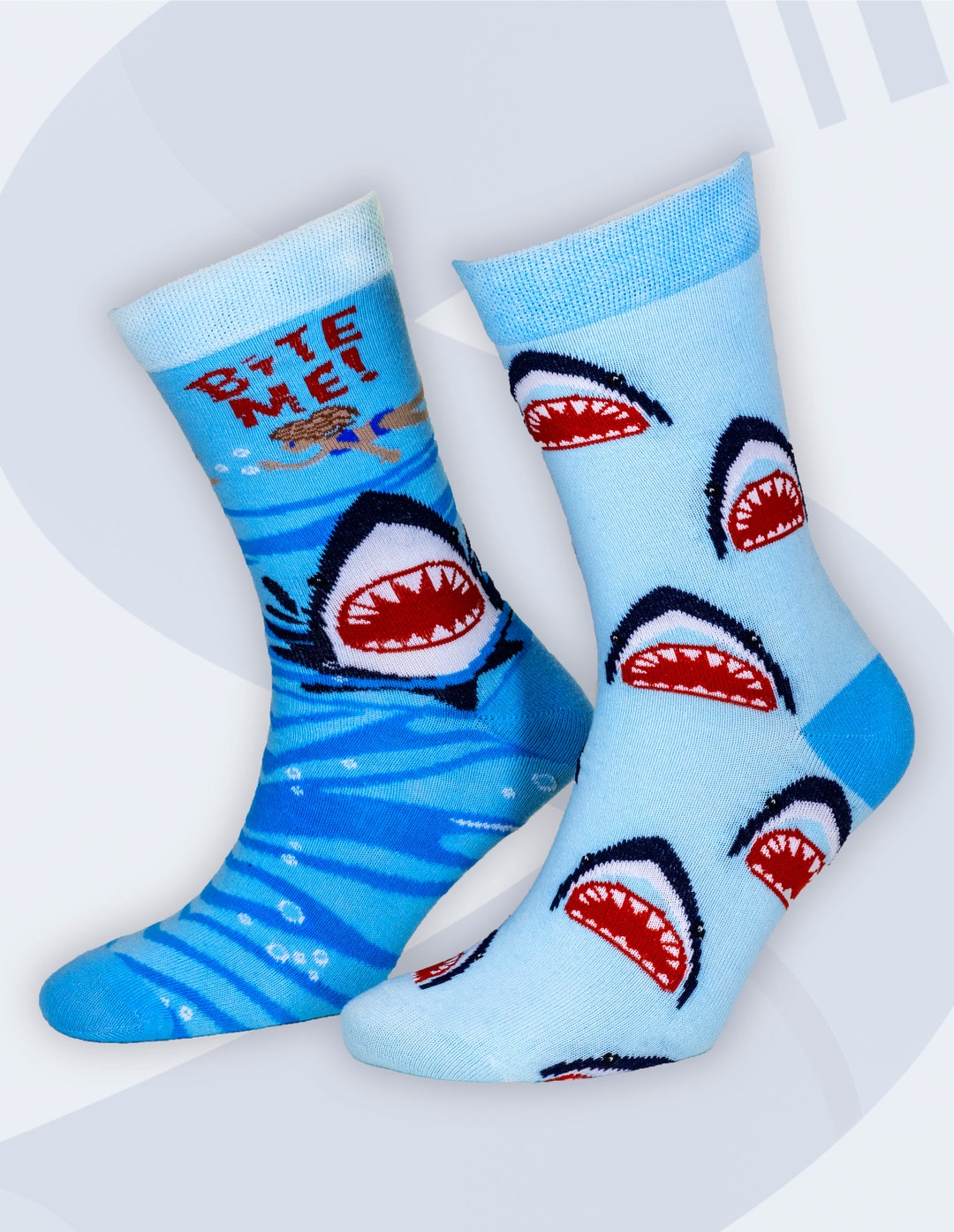 Shark Sock | Bite Me! | Fragrant Cool Funny Mismatched Socks With ...