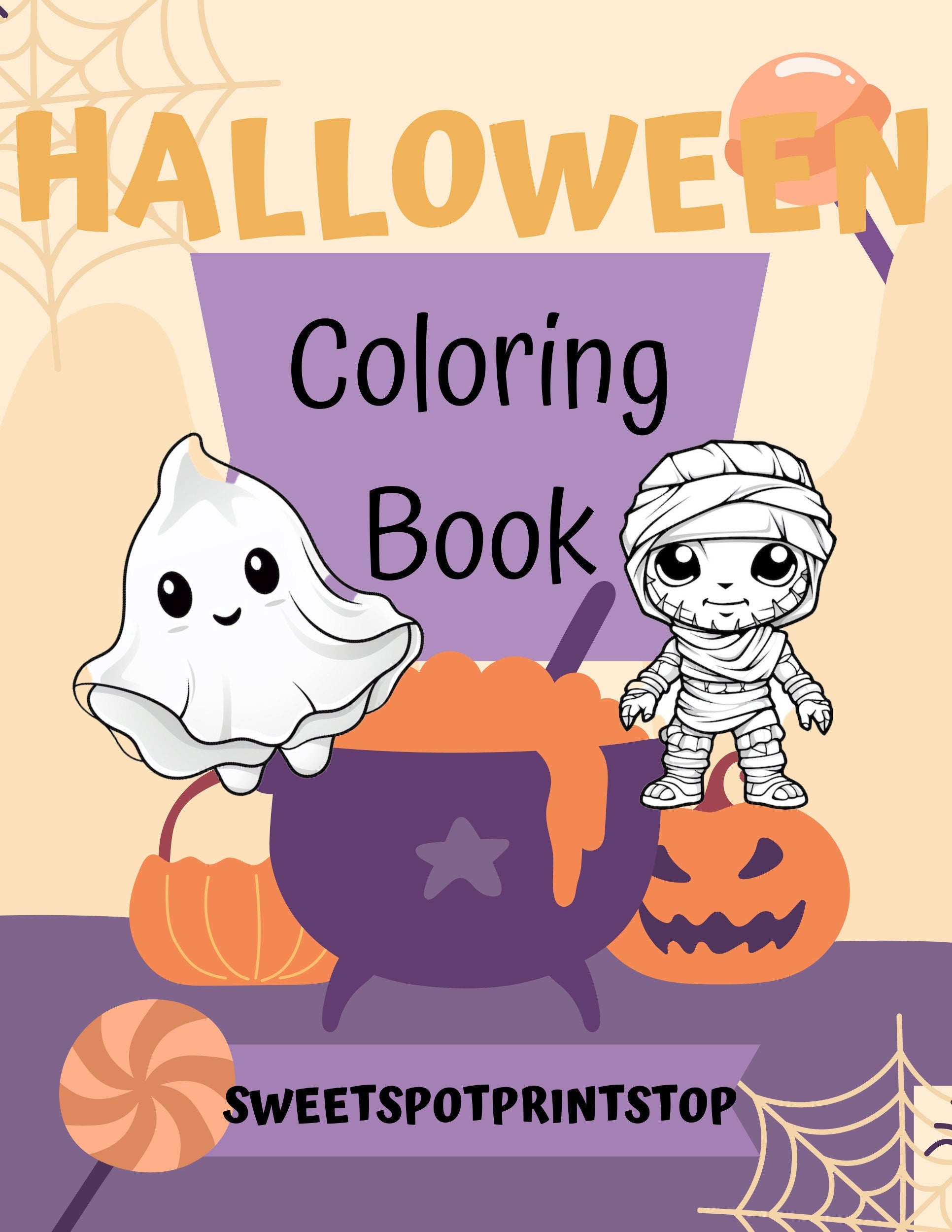 100 + Cute Spooky Halloween Coloring Book, Printable, Kids Coloring ...