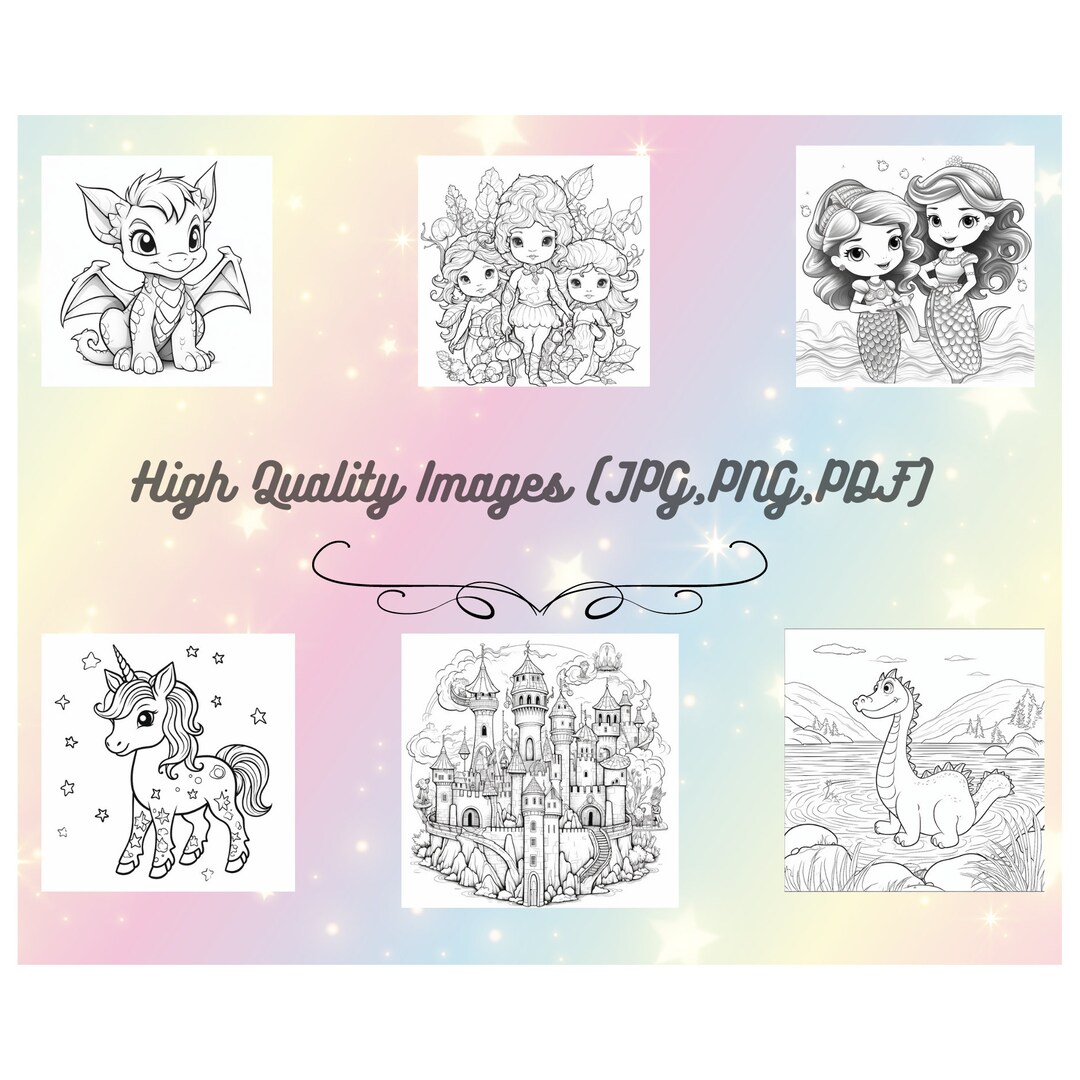 60+ Fantasy Creatures, PDF, JPG, PNG, Coloring Book, Lineart and ...