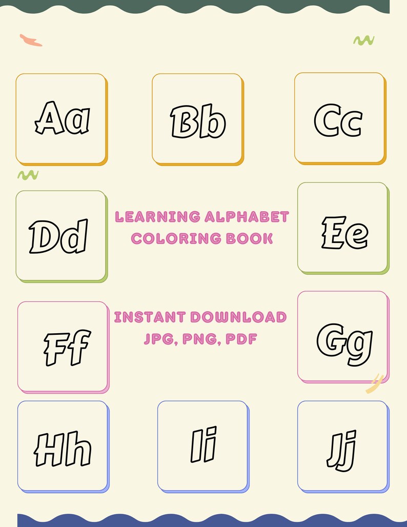 ABC Alphabet Coloring Book, Baby Shower Activity, Digital Download ...