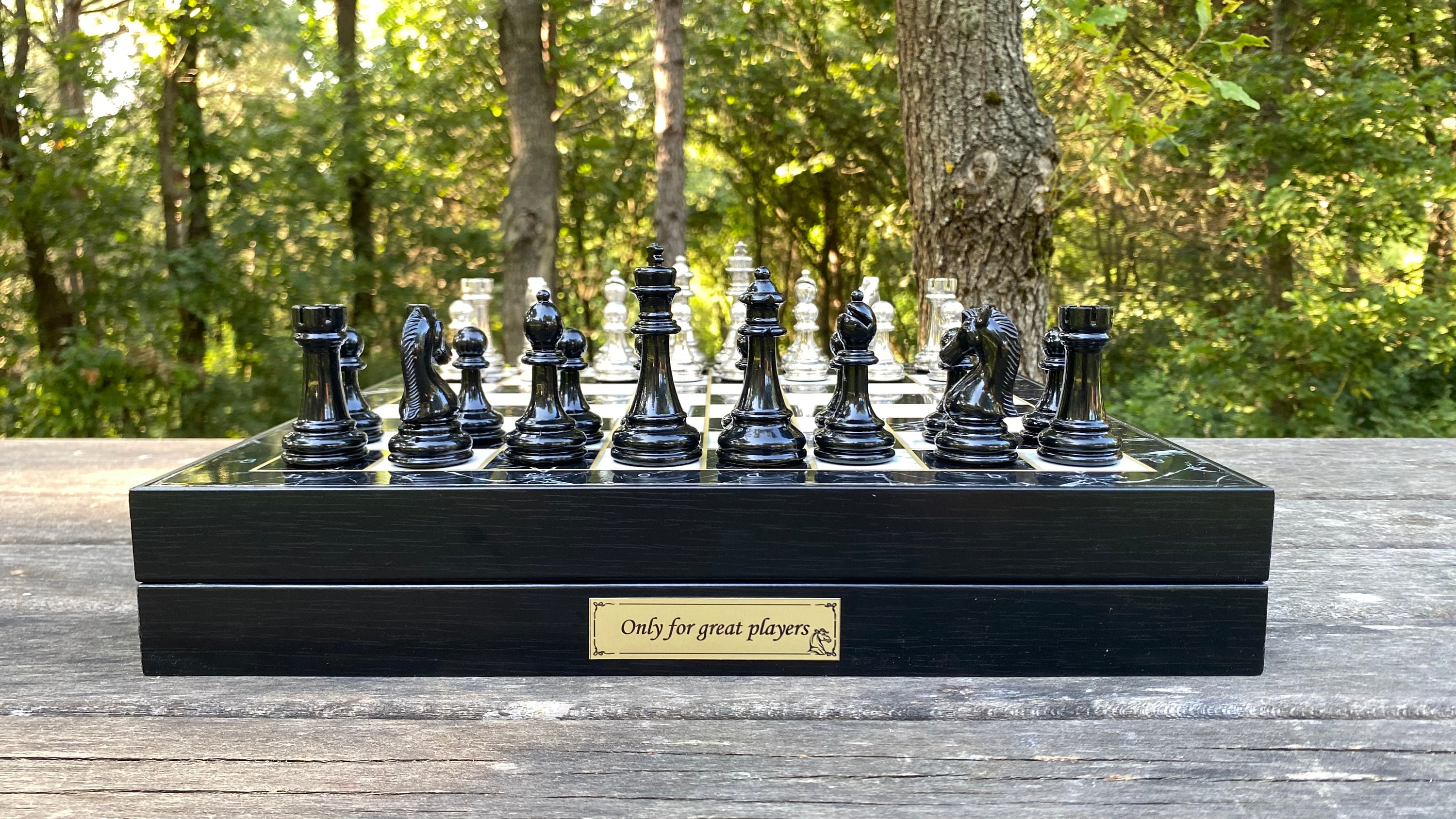 Personalized Chess Set: Handmade Marble Patterned Board With Metal ...