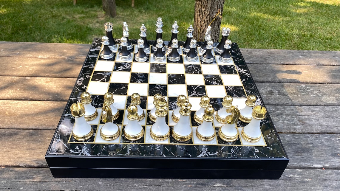 Personalized Collectible Chess Set, Wooden Chess Board With Storage, Decorative Chess Set, Chess ...