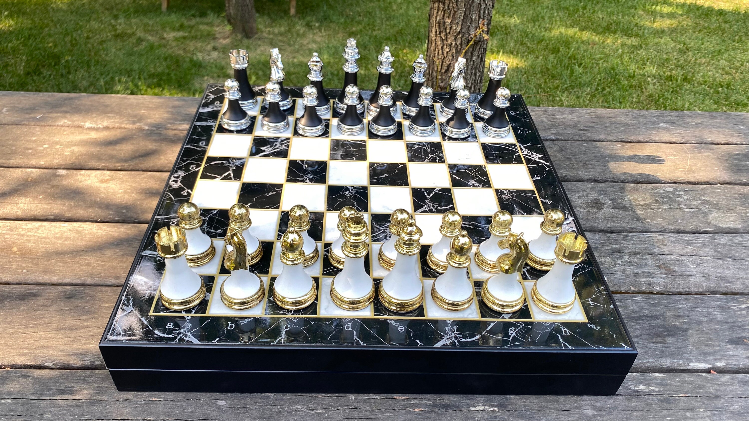 Personalized Collectible Chess Set, Wooden Chess Board With Storage ...