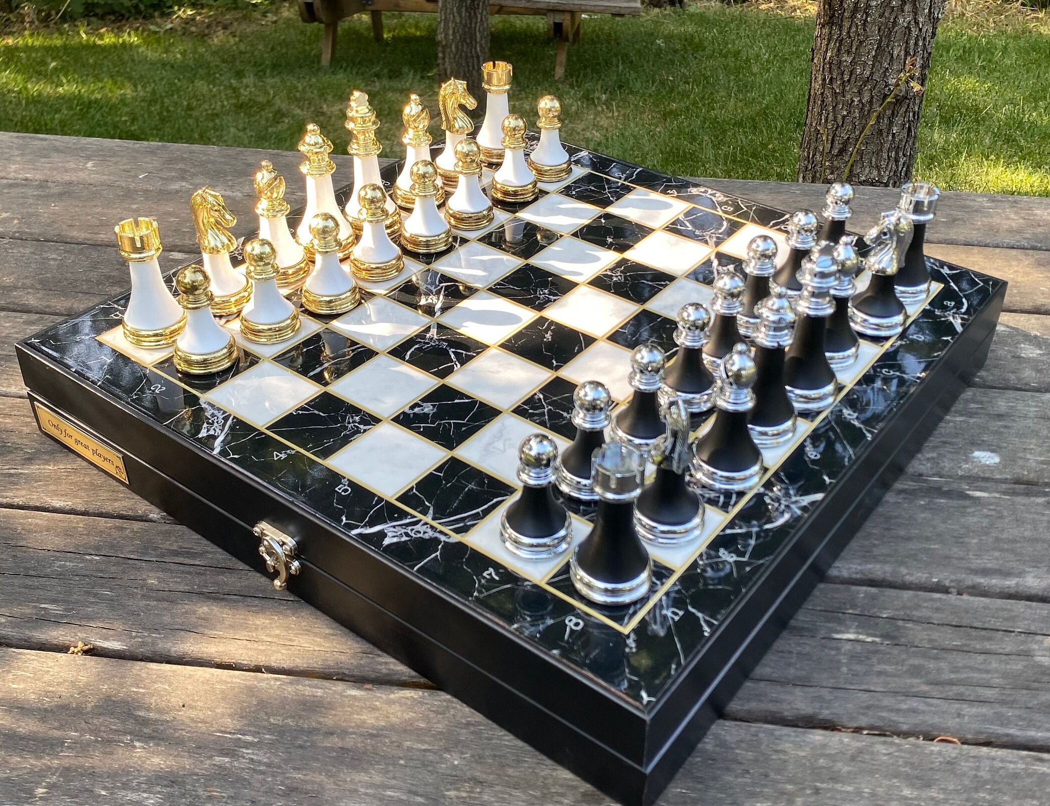 Personalized Collectible Chess Set, Wooden Chess Board With Storage ...