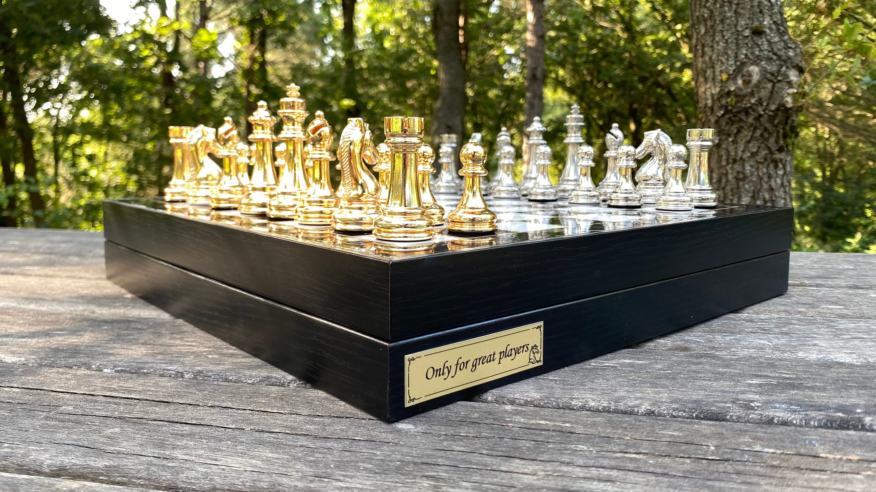 Personalized Chess Set: Handmade Marble Patterned Board With Metal ...