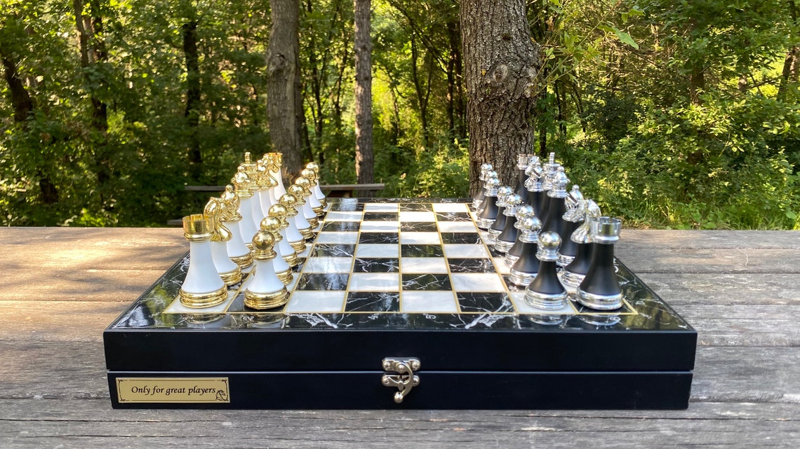 Personalized Collectible Chess Set, Wooden Chess Board With Storage ...