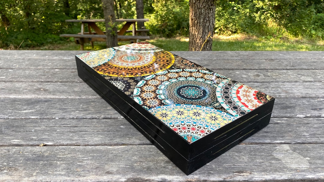 Mosaic Wooden Backgammon Board Set | Multicolor Style - Etsy