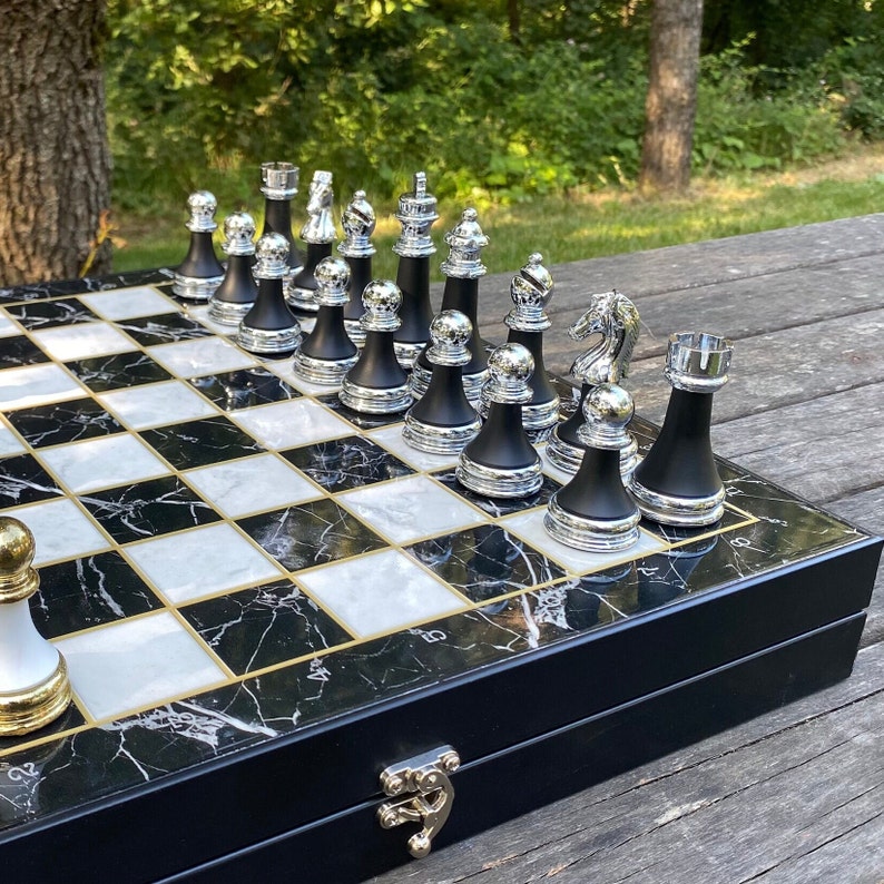 Personalized Collectible Chess Set, Wooden Chess Board With Storage ...