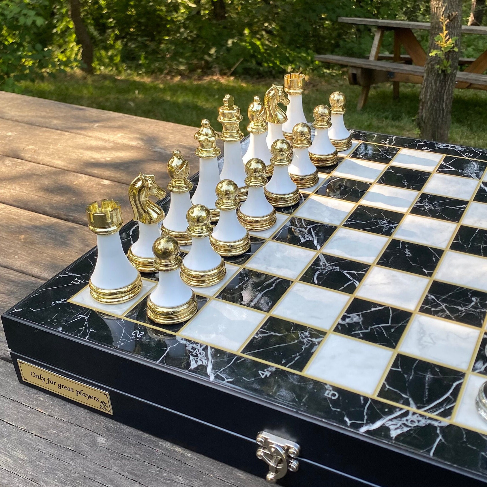 Personalized Collectible Chess Set, Wooden Chess Board With Storage ...