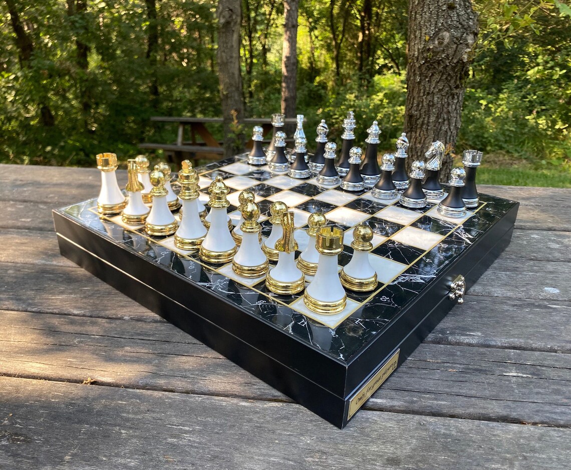 Personalized Collectible Chess Set, Wooden Chess Board With Storage ...