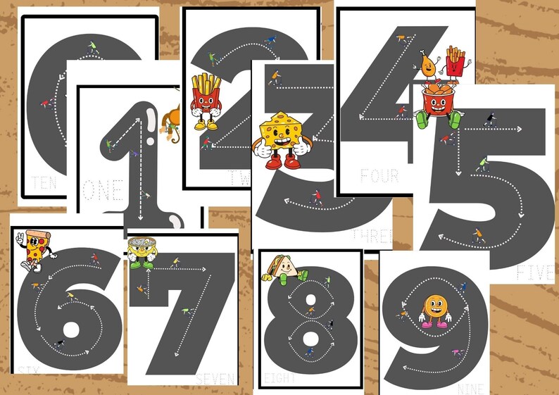 Number Tracing Flashcards, Printable, Counting, Learn Numbers, Writing ...