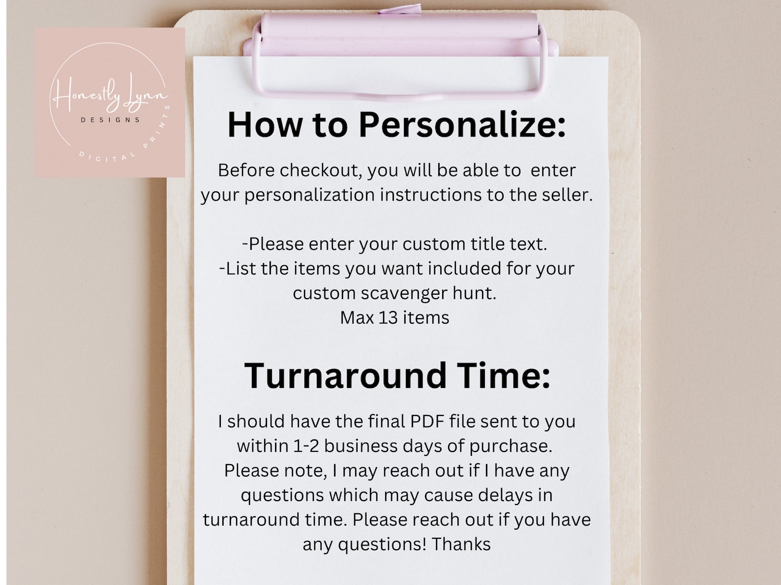 Custom Scavenger Hunt Printable for Kids, Personalized Outdoor ...