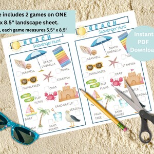 Printable Beach Scavenger Hunt, Outdoor Activities, Games for Kids ...