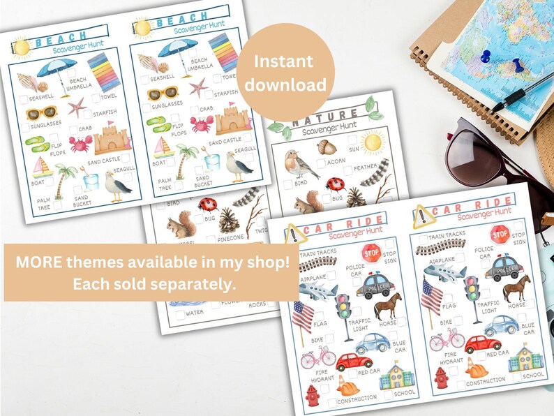 Printable Road Trip Scavenger Hunt, Games for Kids, Travel Activities ...