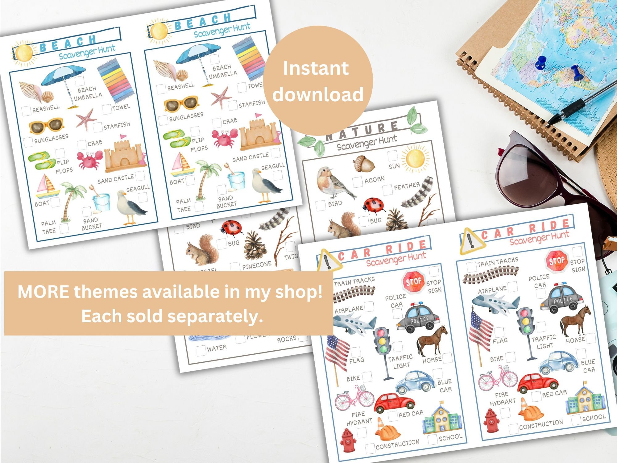 Printable Road Trip Scavenger Hunt, Games for Kids, Travel Activities ...