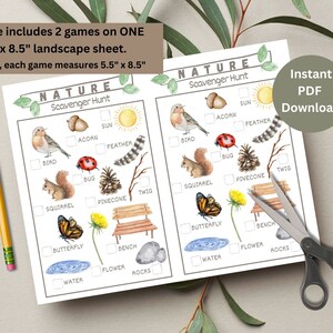 Printable Nature Scavenger Hunt, Outdoor Activities, Yard Games, Summer ...