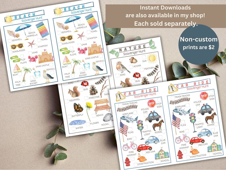 Custom Scavenger Hunt Printable for Kids, Personalized Outdoor ...