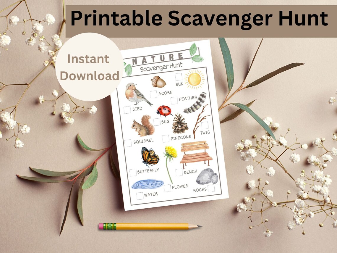 Printable Nature Scavenger Hunt, Outdoor Activities, Yard Games, Summer ...