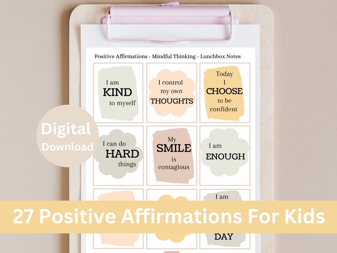 Positive Affirmation Cards for Kids, Mindful Thinking, Self Love Quotes ...