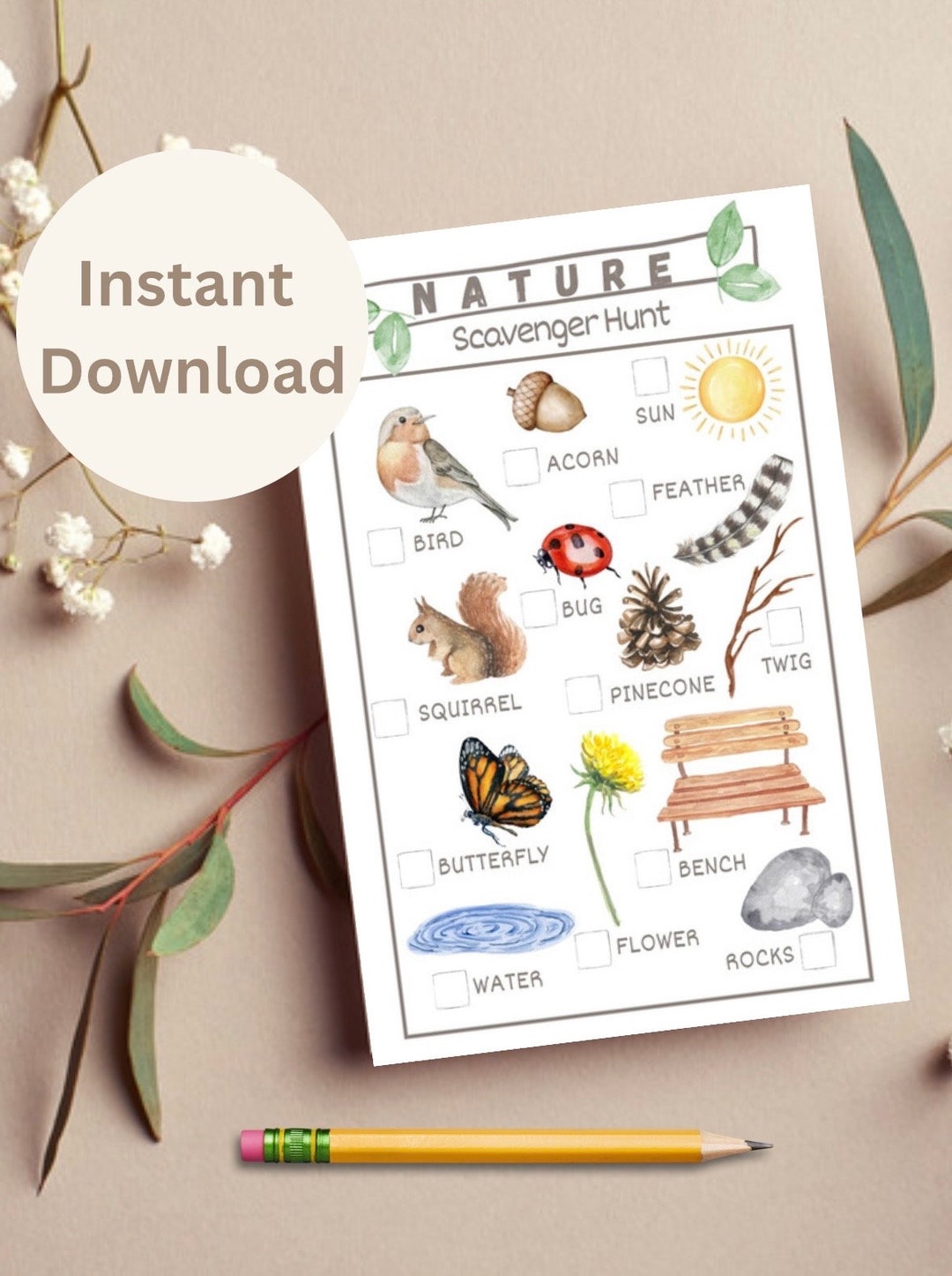 Printable Nature Scavenger Hunt, Outdoor Activities, Yard Games, Summer ...