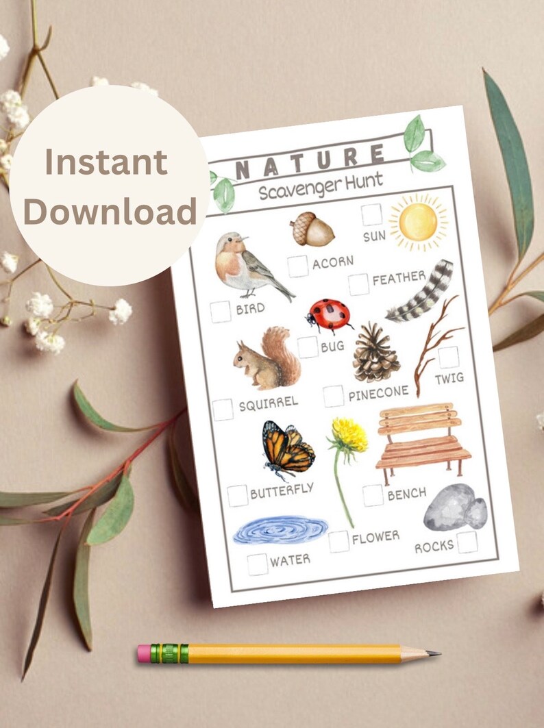 Printable Nature Scavenger Hunt, Outdoor Activities, Yard Games, Summer ...