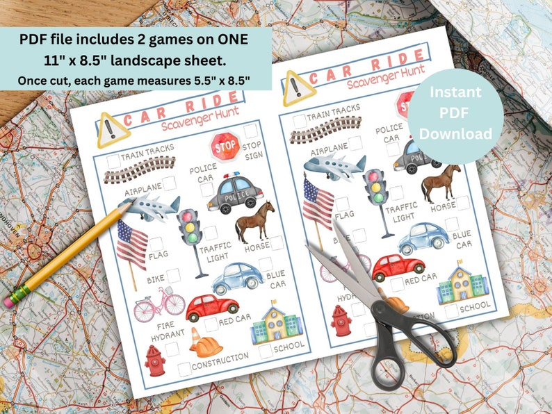 Printable Road Trip Scavenger Hunt, Games for Kids, Travel Activities ...