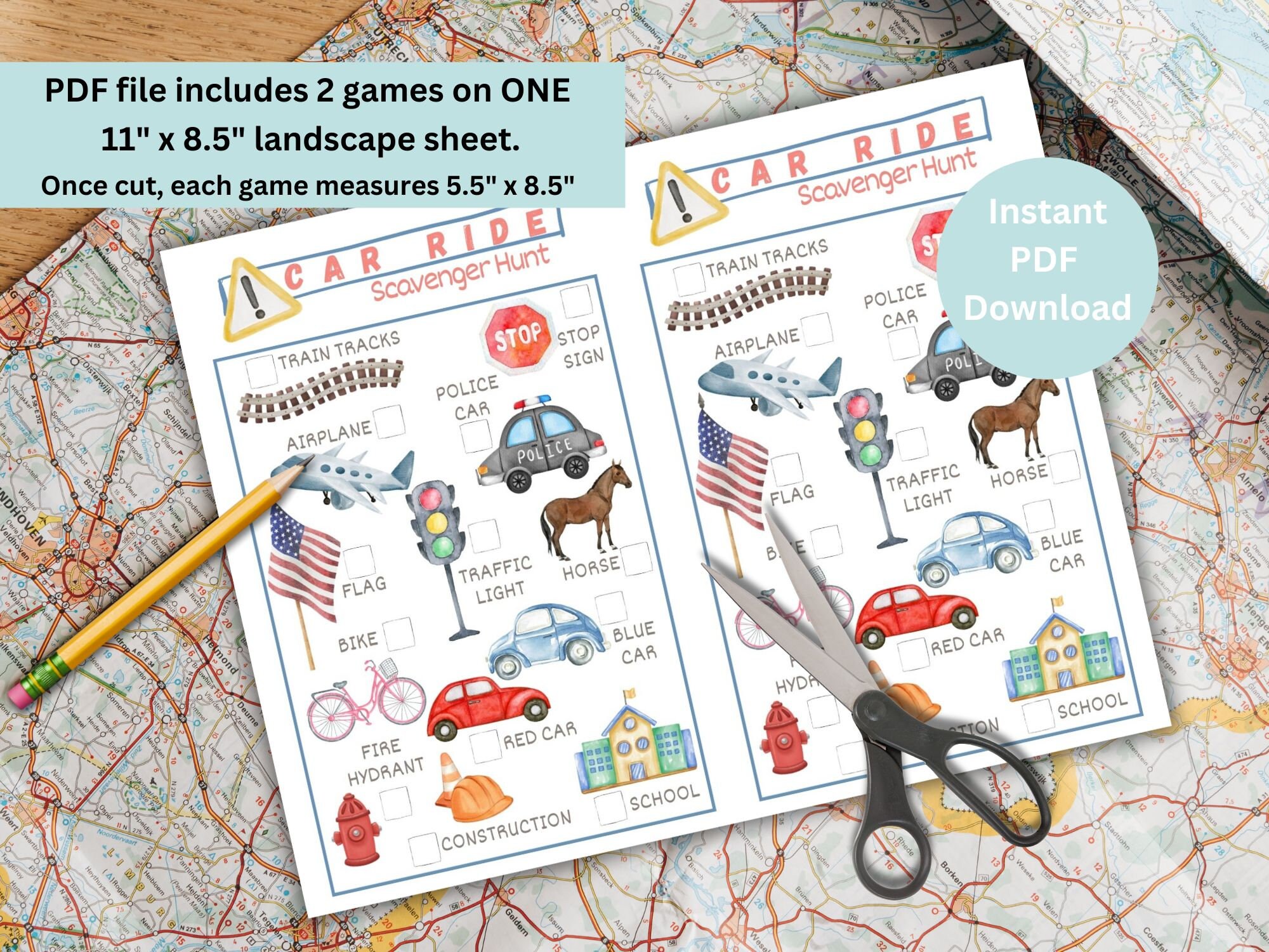Printable Road Trip Scavenger Hunt, Games for Kids, Travel Activities ...
