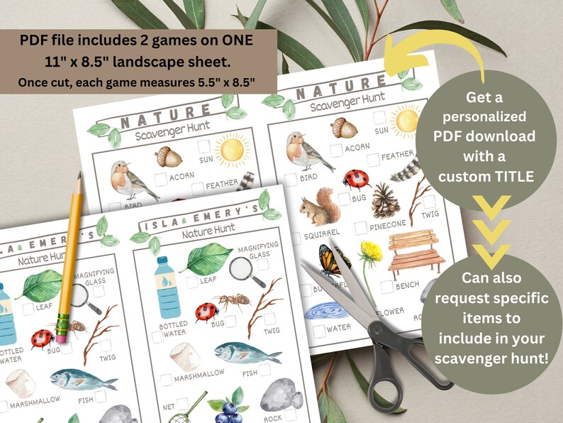 Custom Scavenger Hunt Printable for Kids, Personalized Outdoor ...