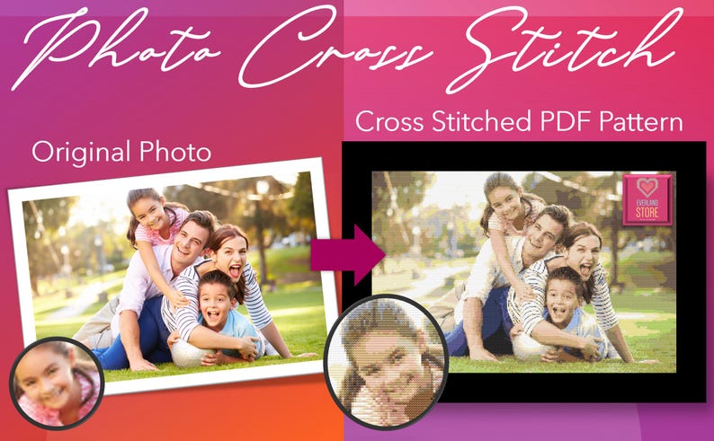 Convert Picture Photo to Stitch Pattern Personalize Cross Stitch ...