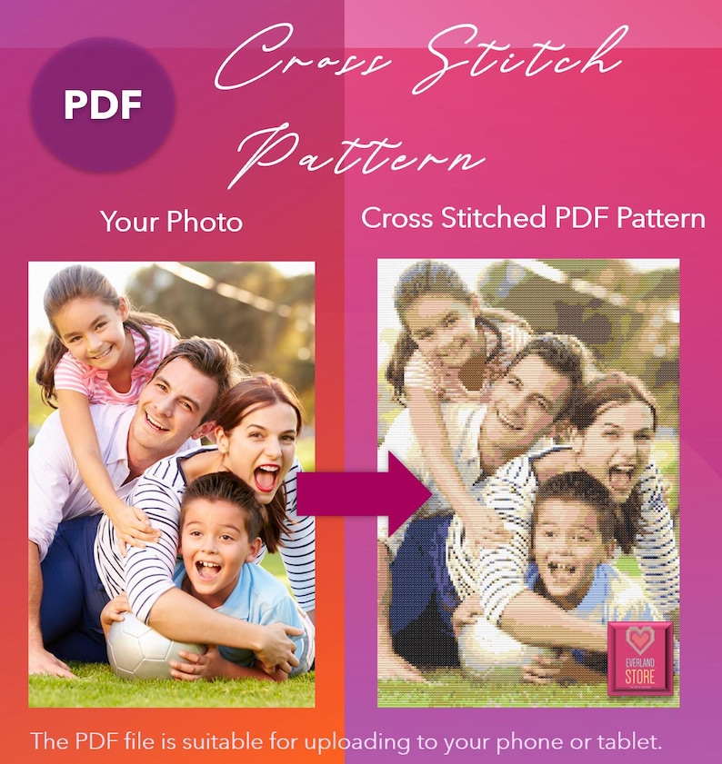 Convert Picture Photo to Stitch Pattern Personalize Cross Stitch ...