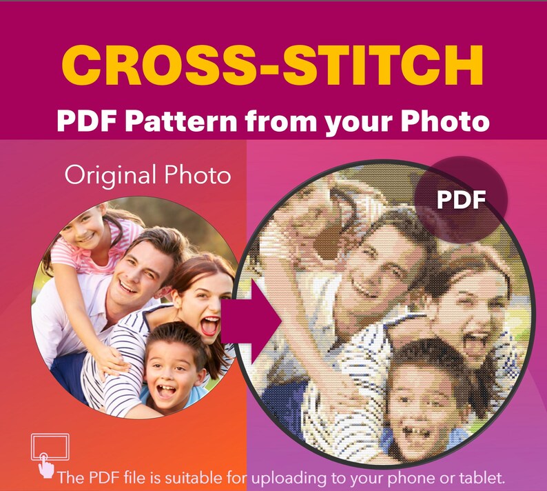 Convert Picture Photo to Stitch Pattern Personalize Cross Stitch ...
