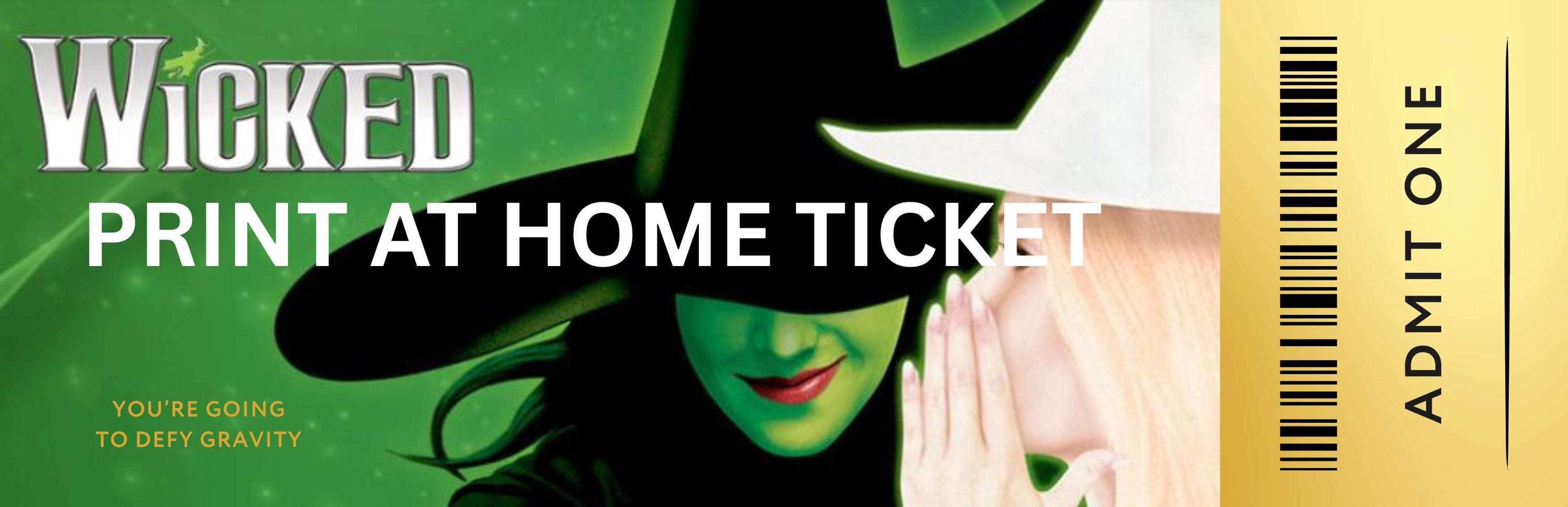 WICKED Theatre Ticket. Digital Download. Print at Home, Broadway, West ...