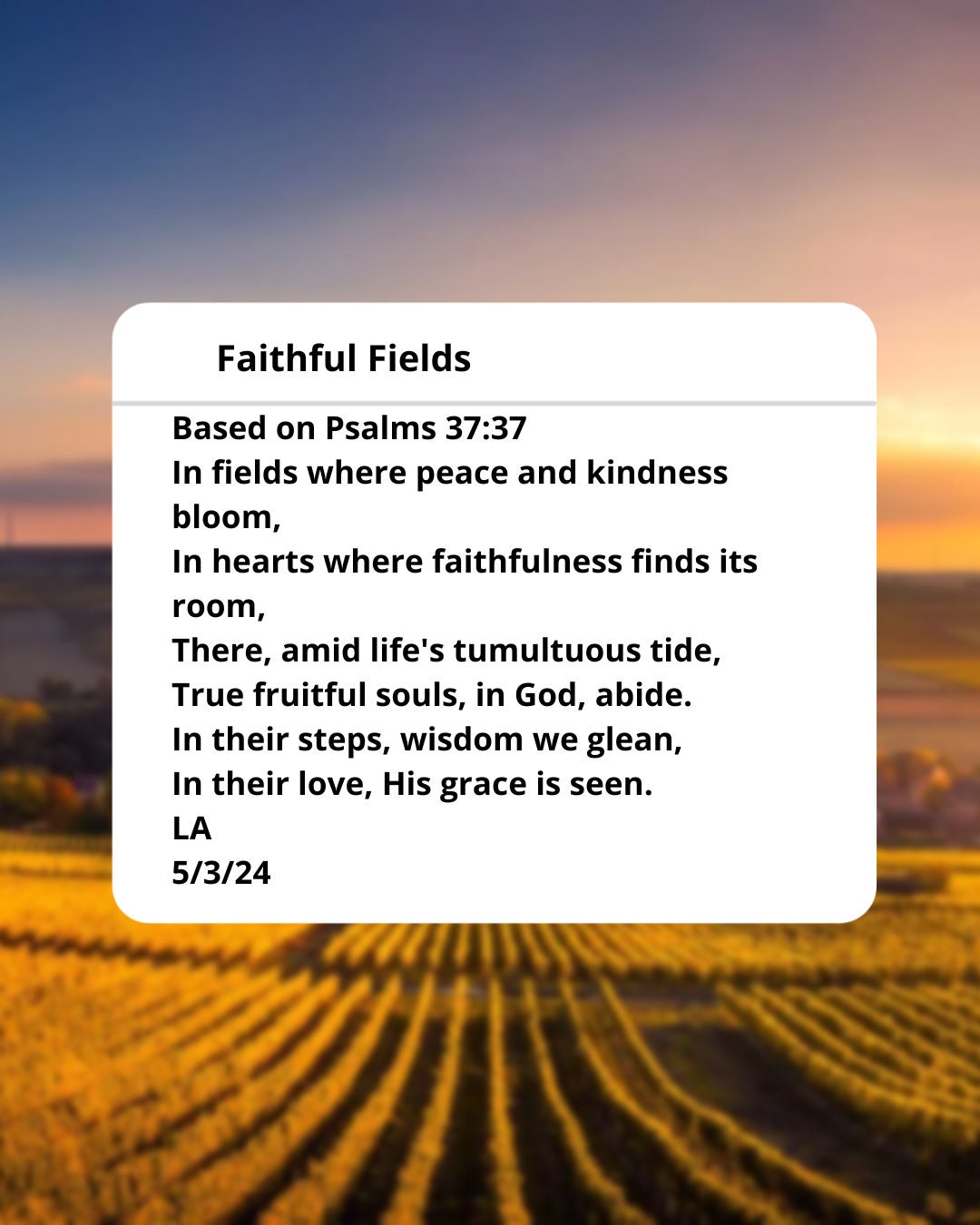Faithful Fields, a Poem Based on Psalm 37:37 - Etsy