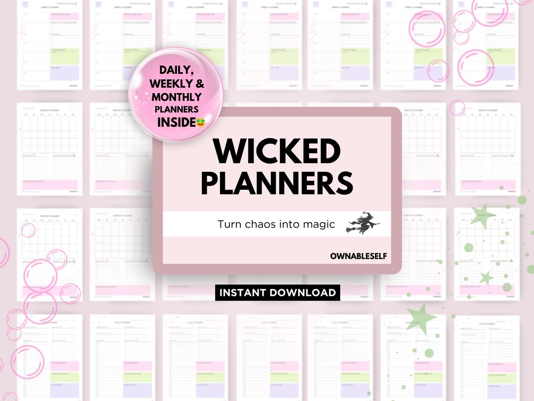 Wicked Planner Printable, Week on One Page, Undated Daily Schedule ...