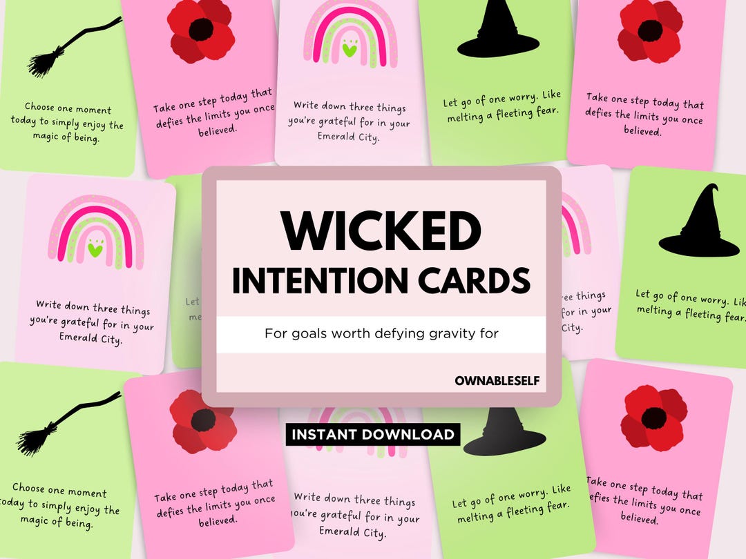 Wicked Intention Cards, Printable Wicked Fan Gift, Wicked Collectibles ...