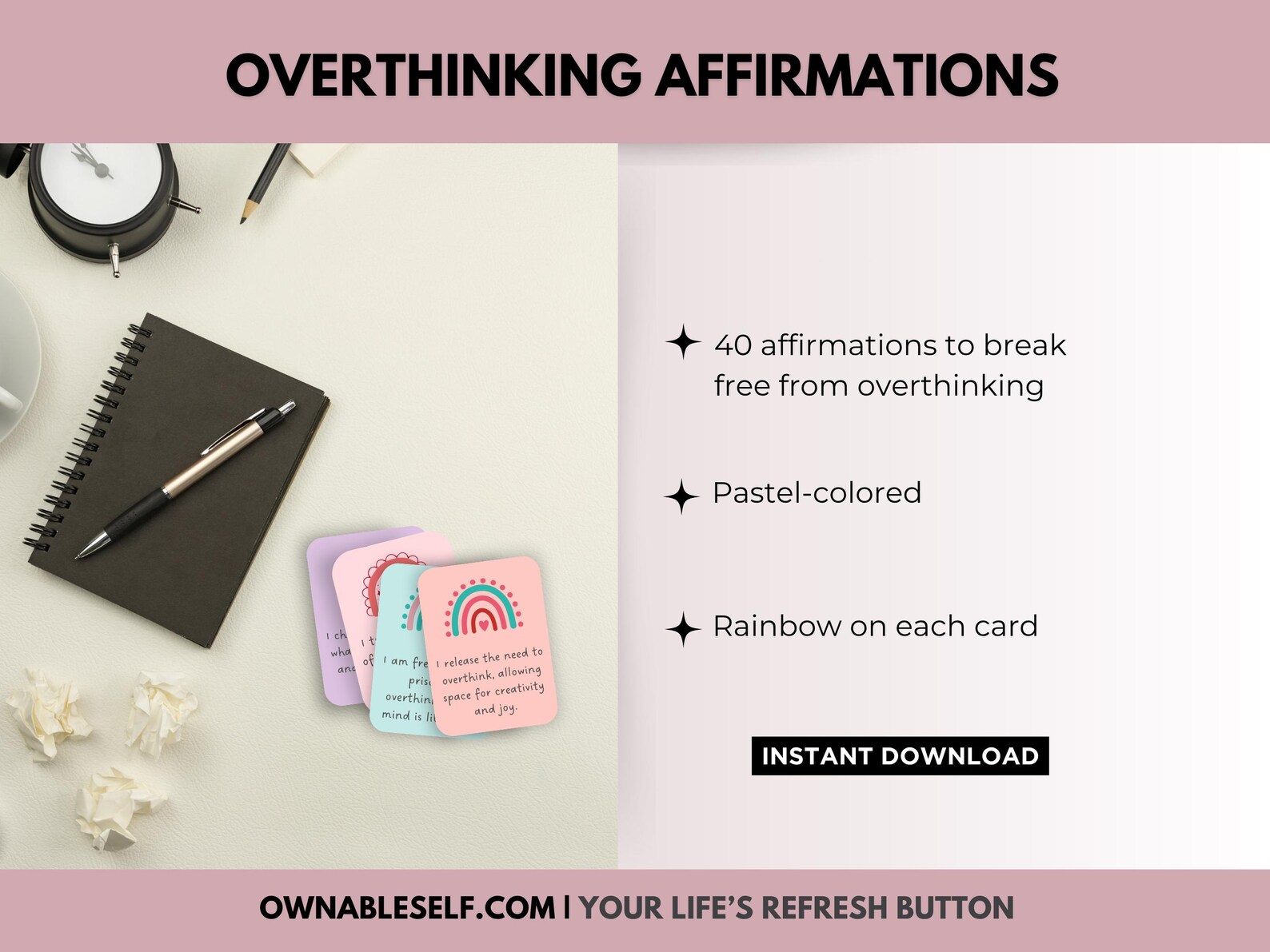 Affirmations for Anxiety, Overthinking Help, Calming Mantras for ...