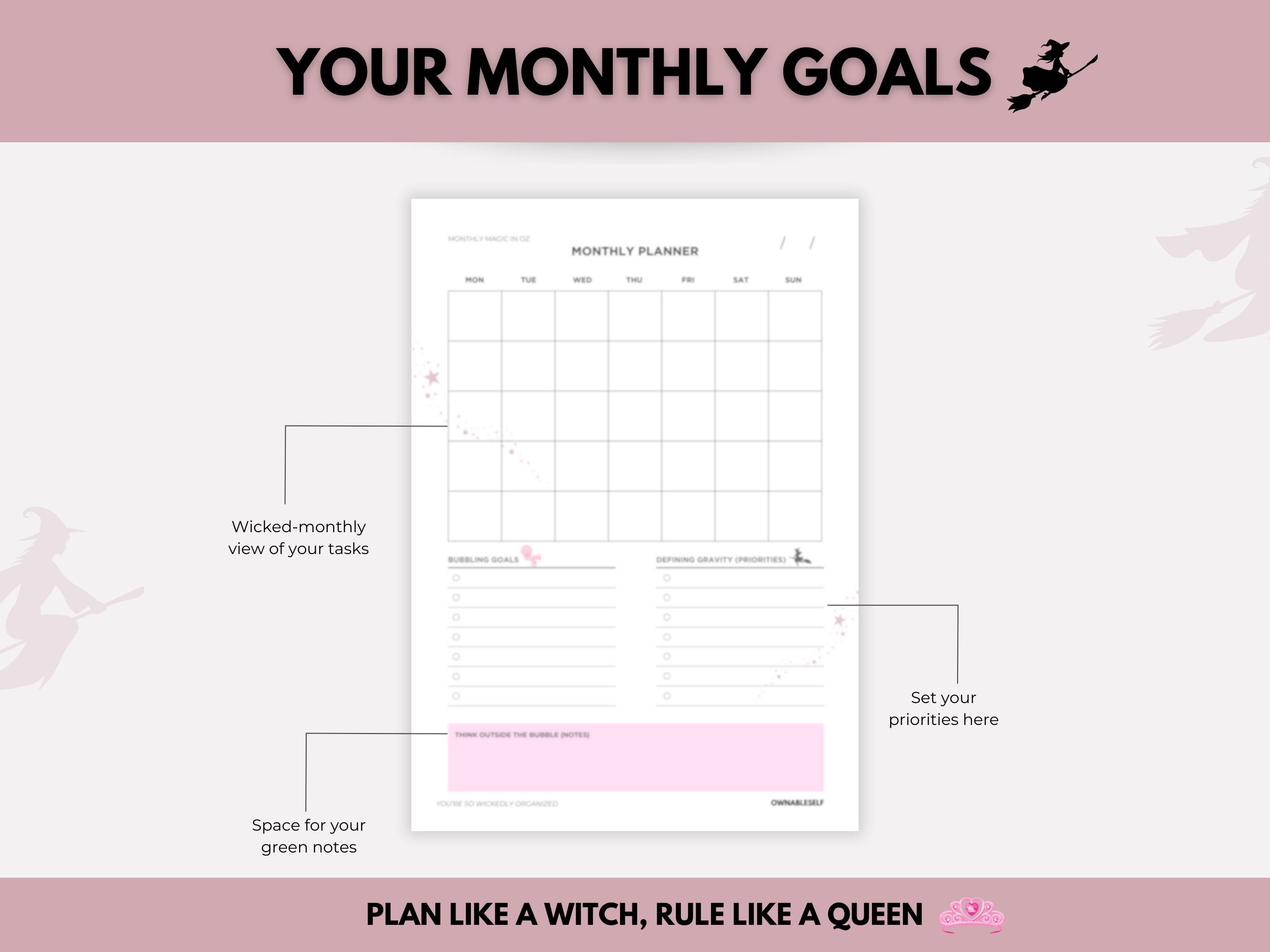 Wicked Planner Printable, Week on One Page, Undated Daily Schedule ...