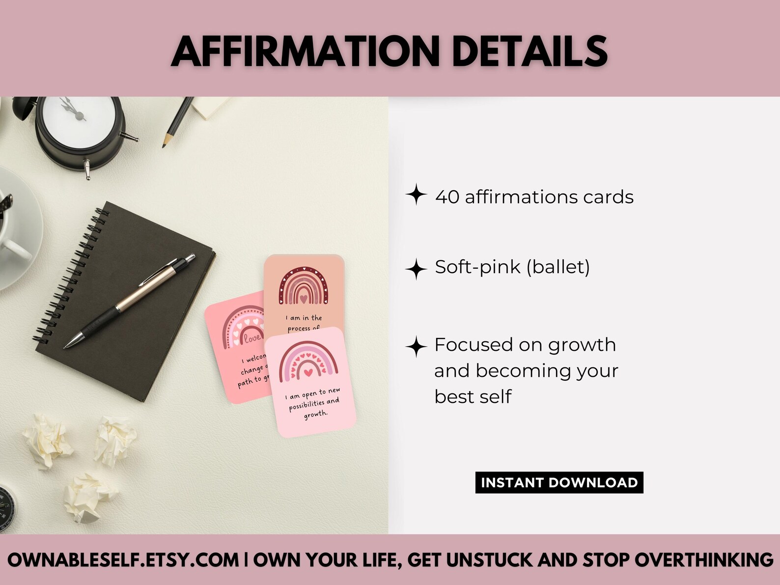 Aesthetic Affirmations Pink, Printable Daily Practice, Yoga Teacher ...