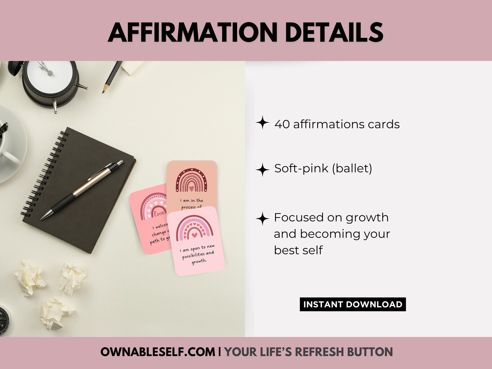 Aesthetic Affirmations Pink, Printable Daily Practice, Yoga Teacher ...
